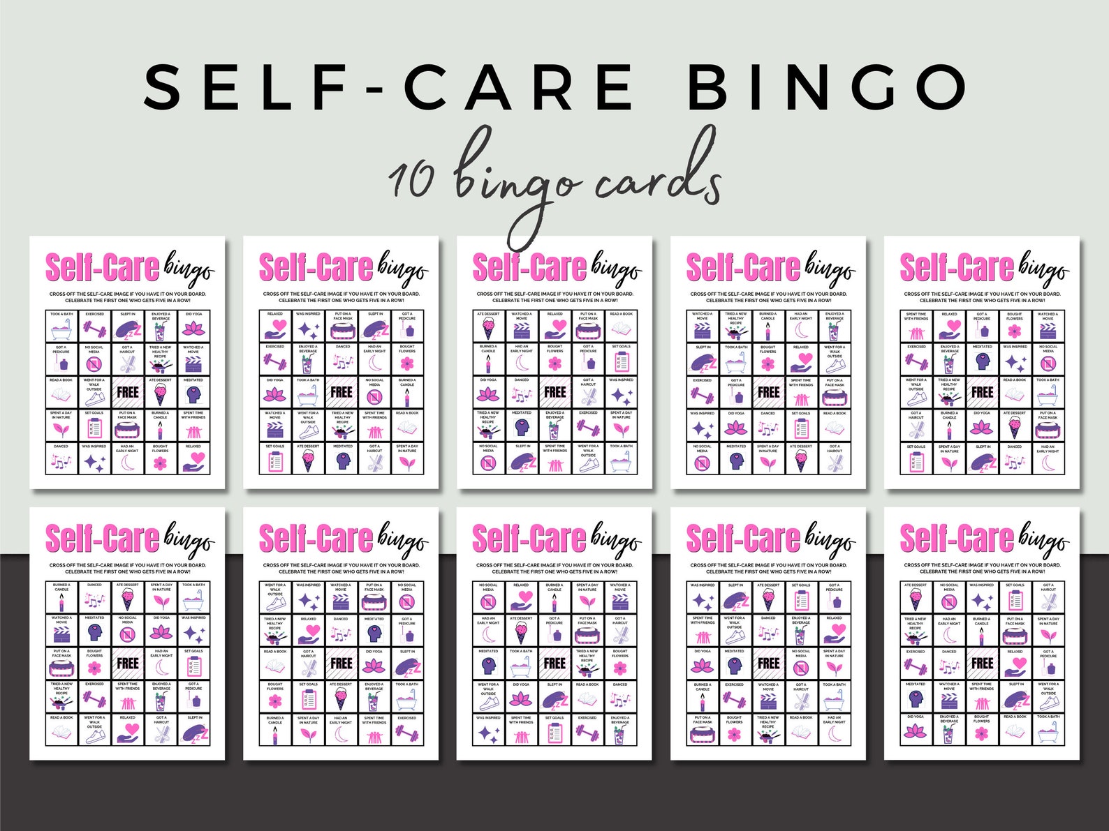 Self Care Bingo Game: Mental Health Challenge (printable PDF) - Etsy