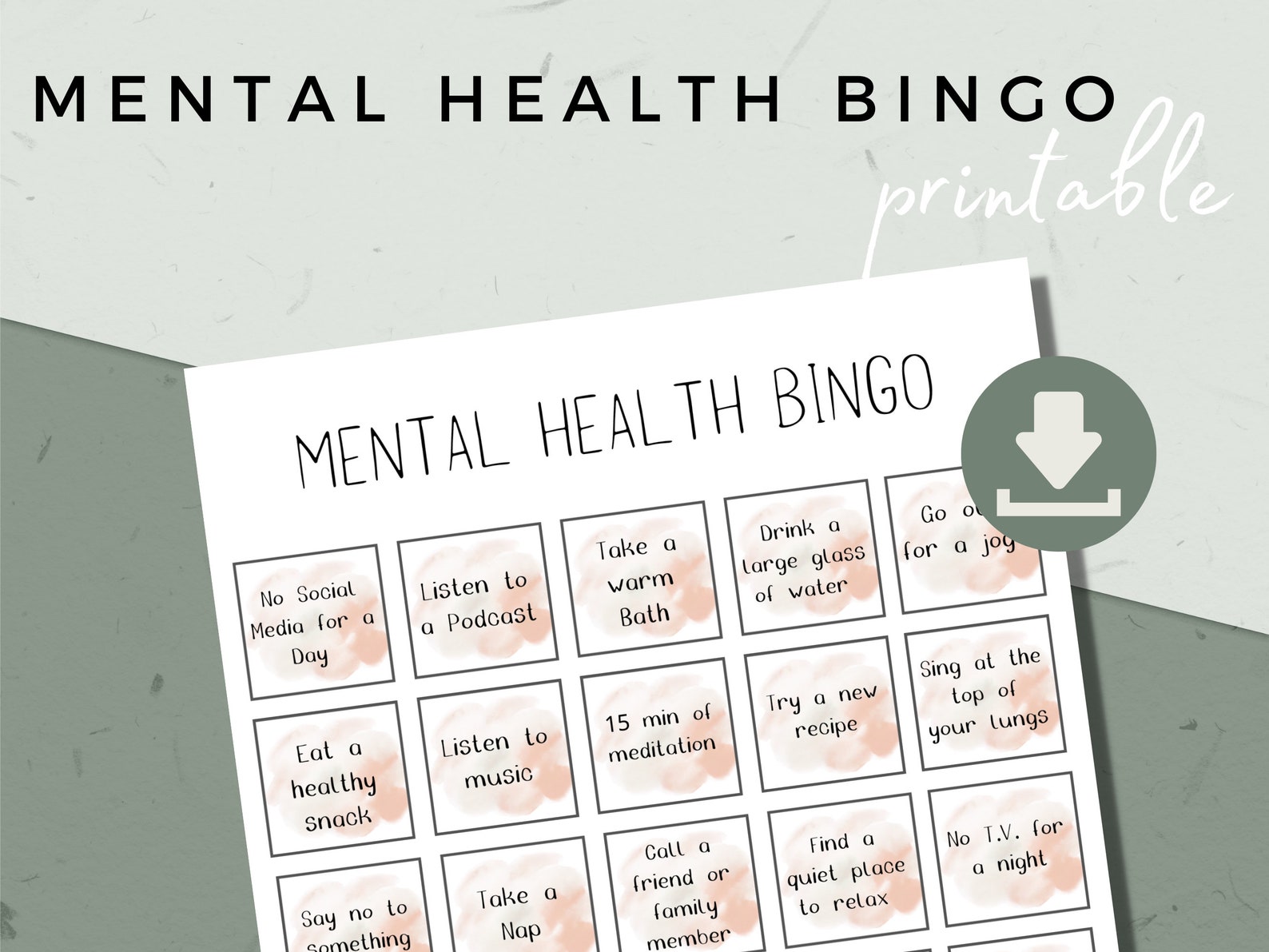 Mental Health Bingo Printable: Self-care Challenge (digital Download ...