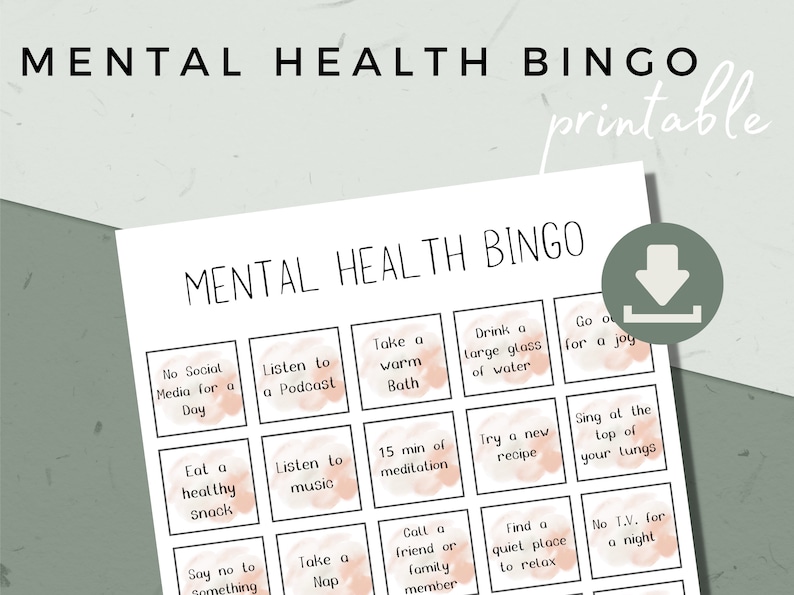 Mental Health Bingo Printable: Self-care Challenge (digital Download ...
