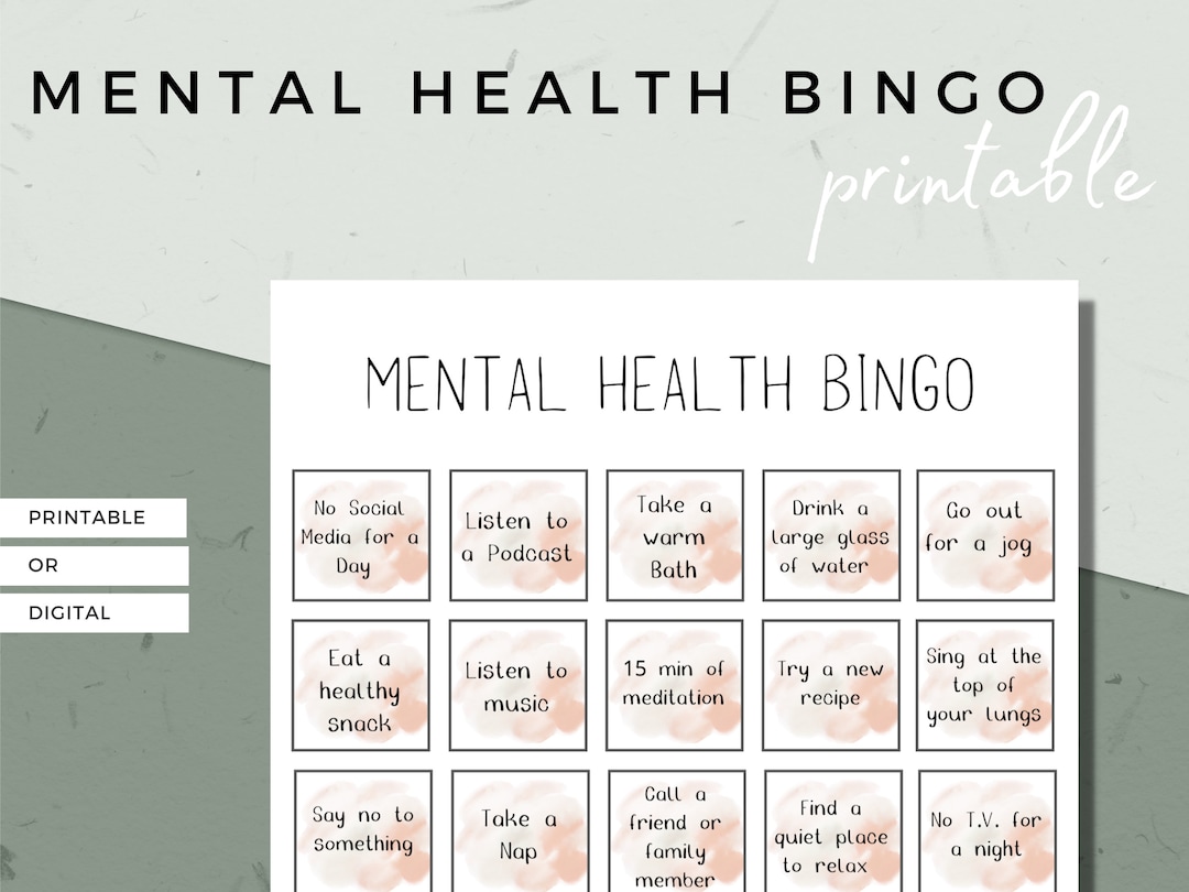Mental Health Bingo Printable: Self-care Challenge (digital Download ...