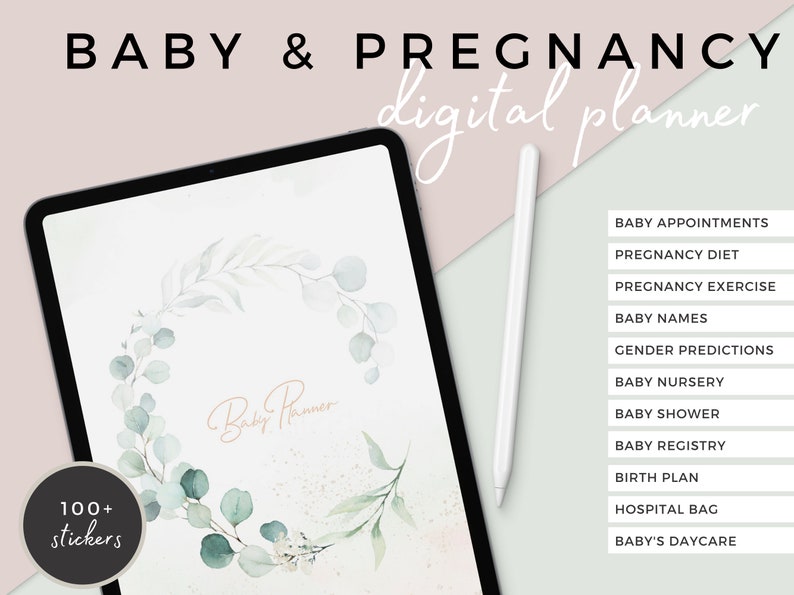Pregnancy Planner: Baby Checklist, Journal, 200+ Stickers (digital ...