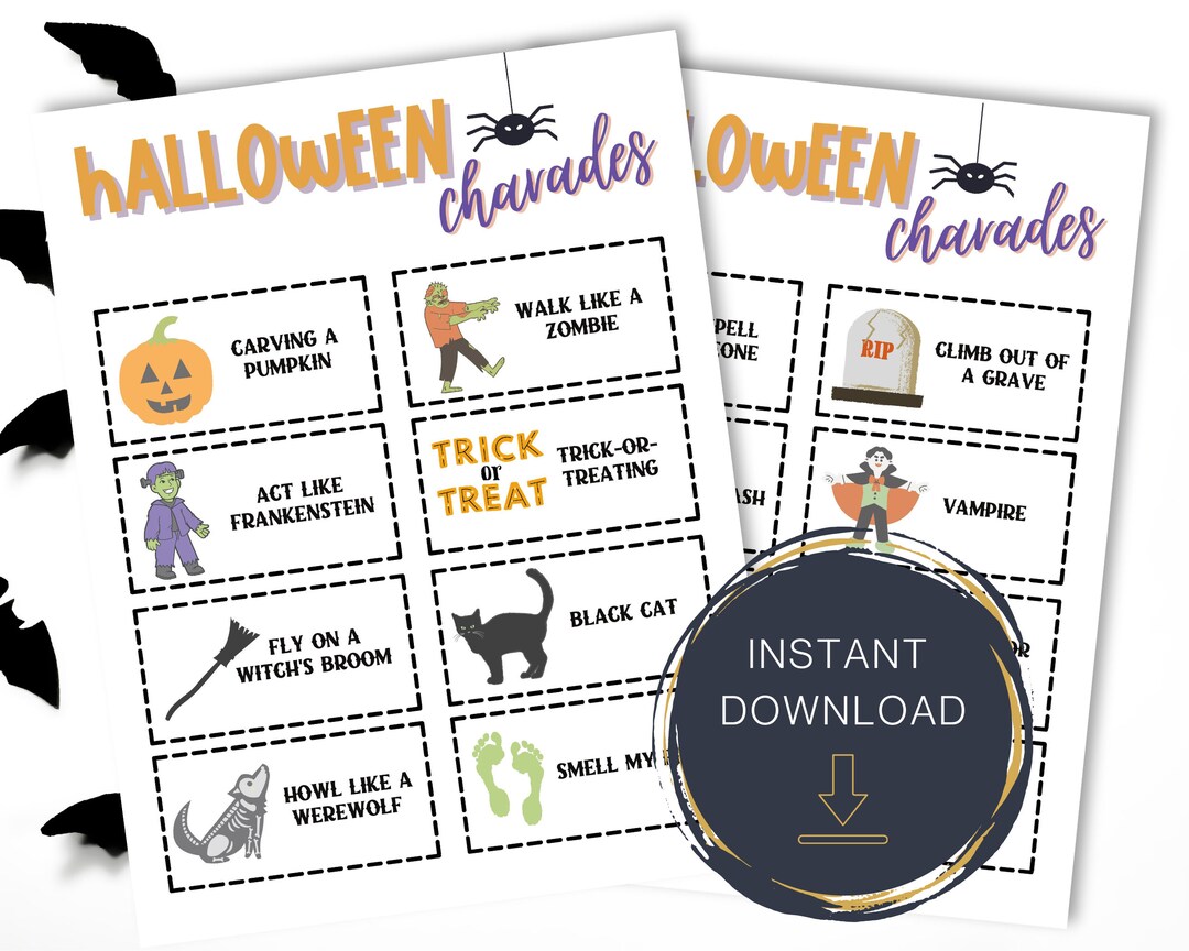 Printable Halloween Charades Game: Party Activity (digital Download) - Etsy