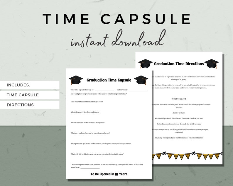 2024 Graduation Time Capsule: Printable DIY Keepsake (digital Download ...
