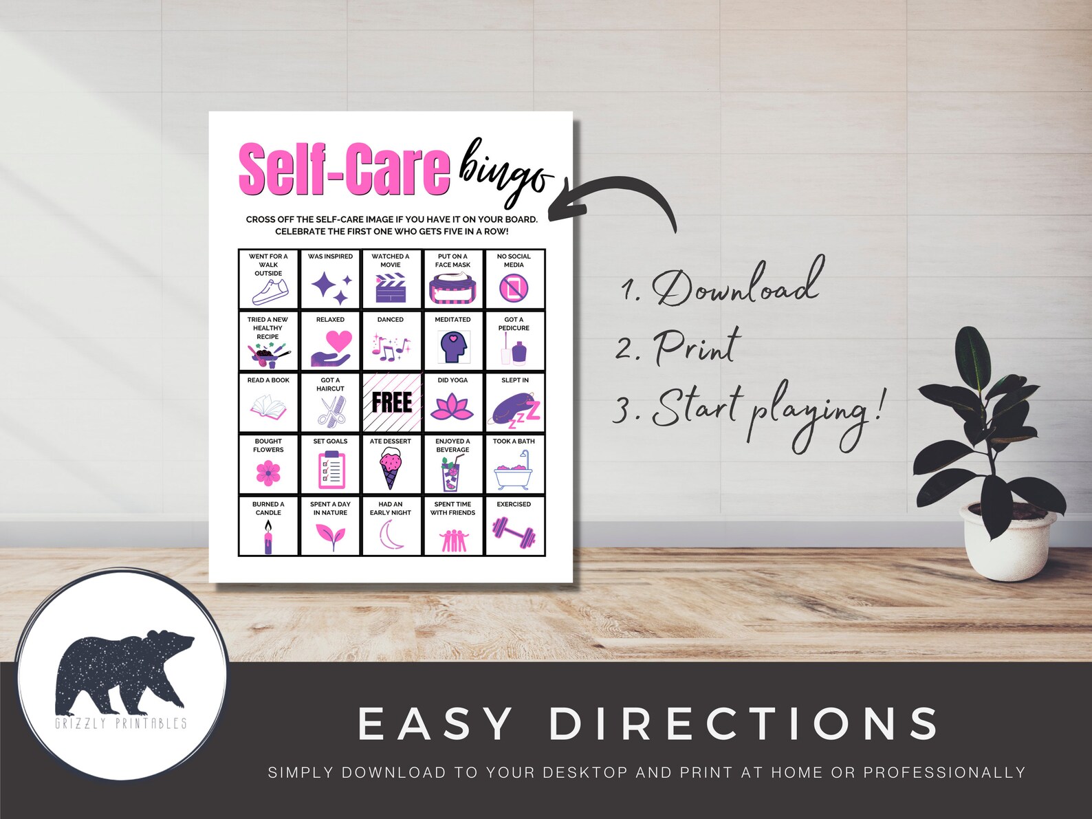Self Care Bingo Game: Mental Health Challenge (printable PDF) - Etsy