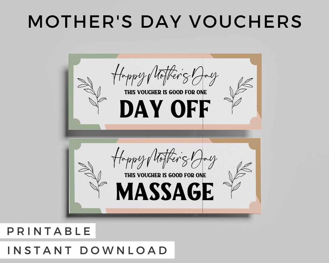 Mother's Day Vouchers | Printable I Mother's Day Coupons I Mother's Day ...