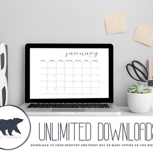 2023 Monthly Calendar, A3 & A4 Printable Calendar, 12 Month Calendar ...