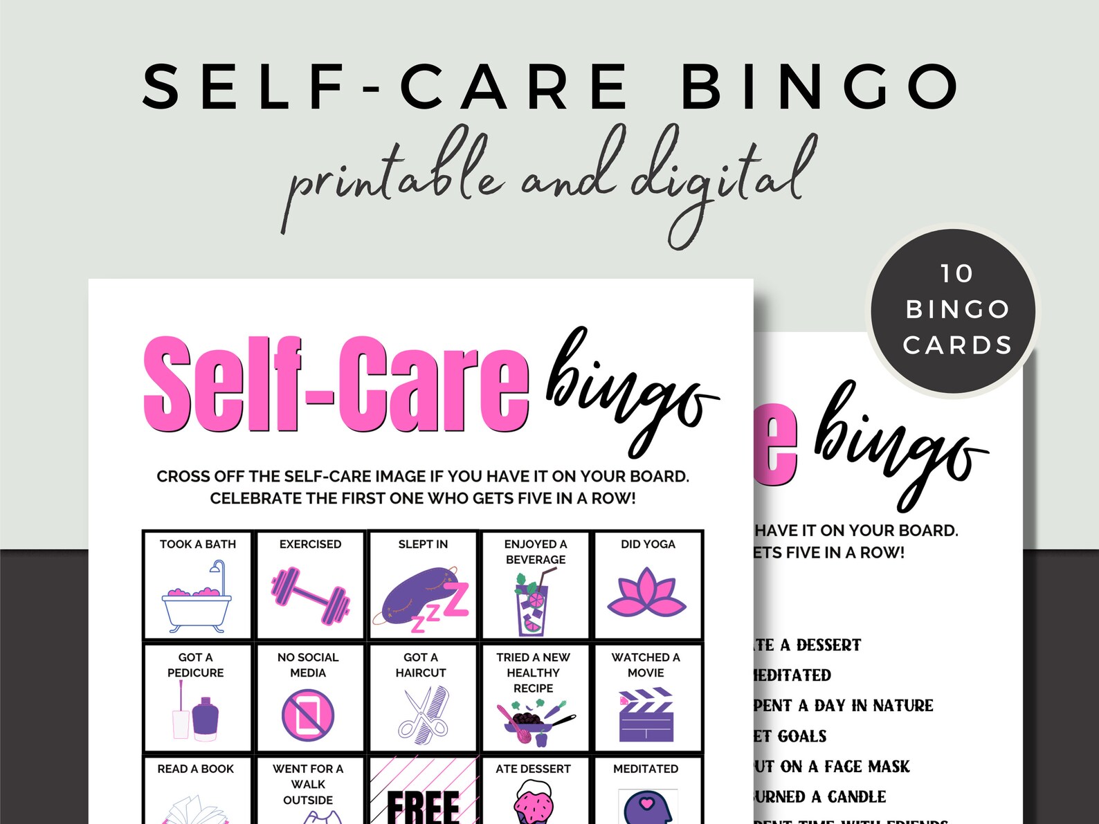 Self Care Bingo Game: Mental Health Challenge (printable PDF) - Etsy