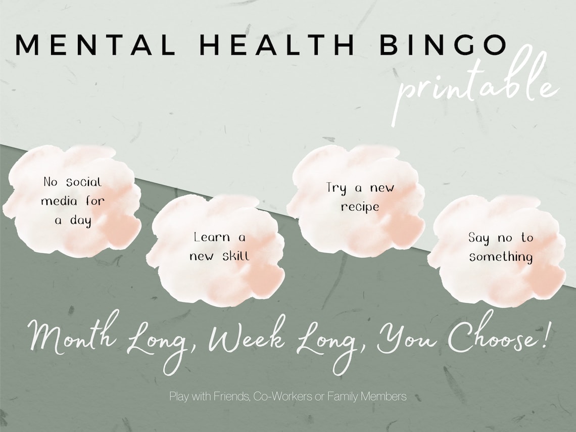 Mental Health Bingo Printable: Self-care Challenge (digital Download ...