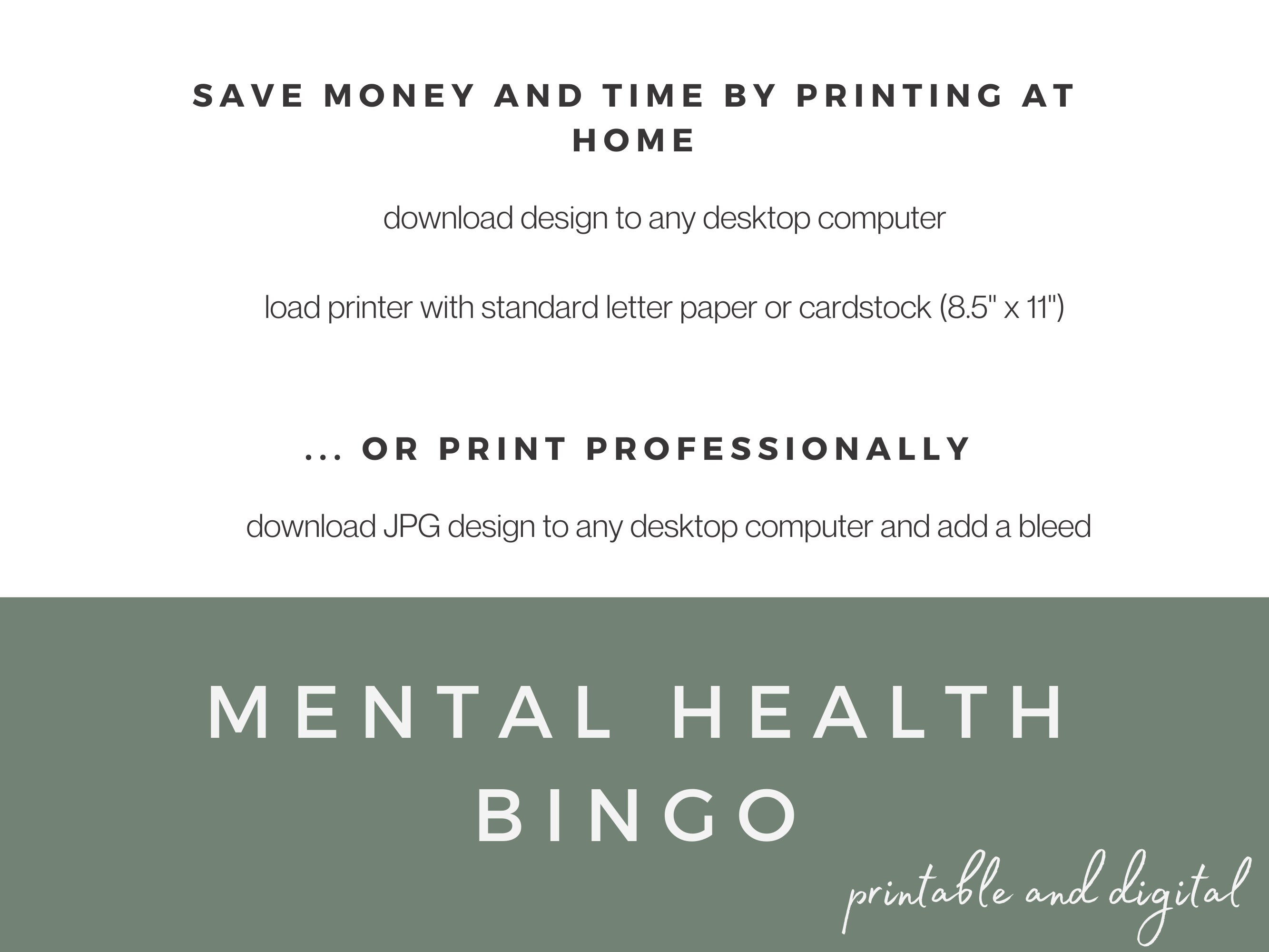Mental Health Bingo Printable: Self-care Challenge (digital Download ...