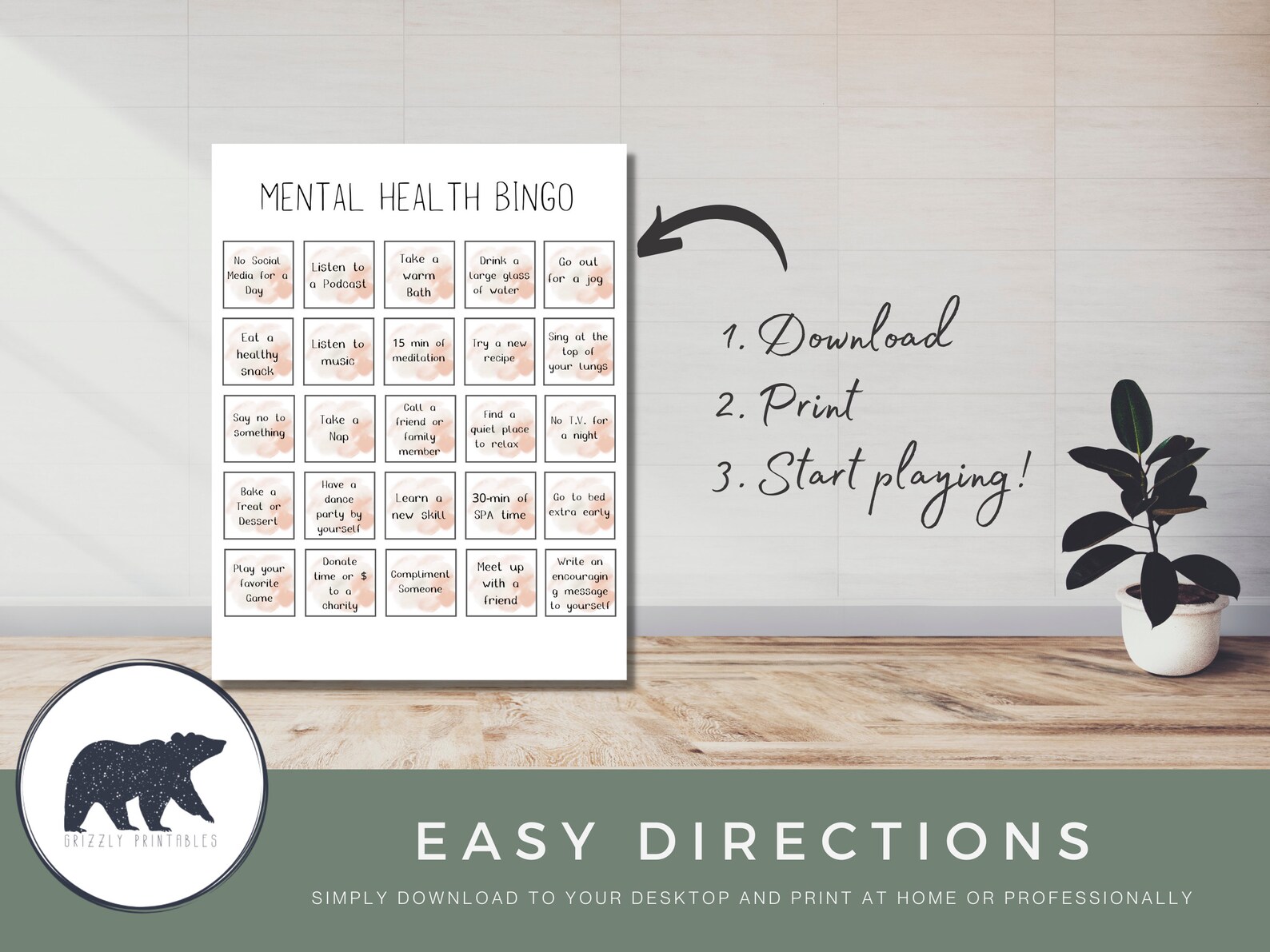 Mental Health Bingo Printable: Self-care Challenge (digital Download ...