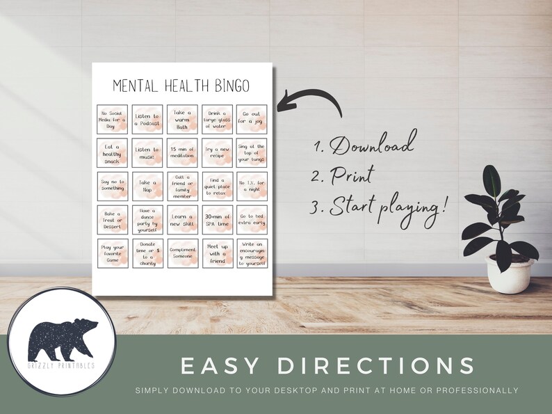 Mental Health Bingo Printable: Self-care Challenge (digital Download ...