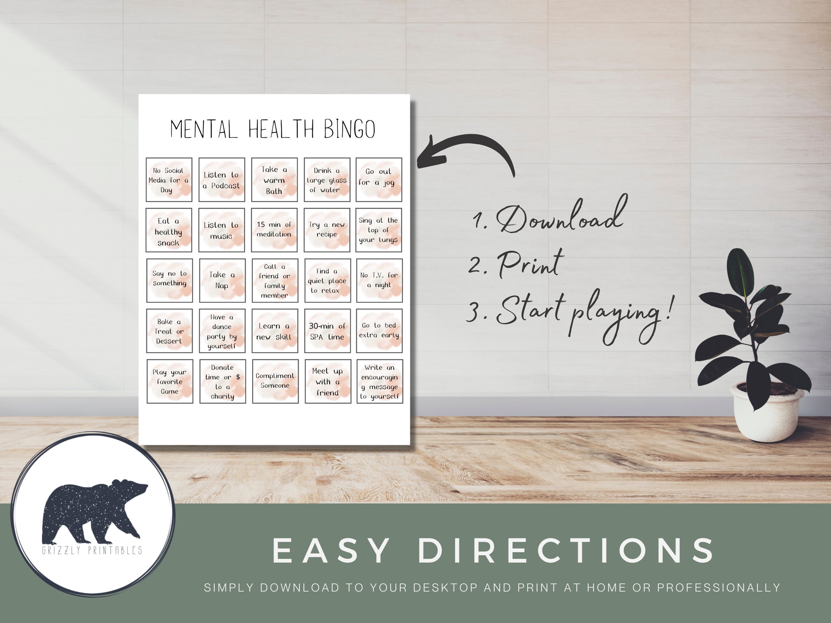 Mental Health Bingo Printable: Self-care Challenge (digital Download ...