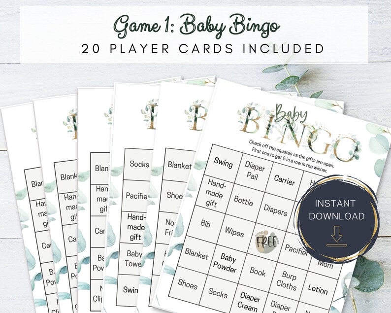 INSTANT DOWNLOAD, Virtual Baby Shower Game Bundle, Virtual Games, Zoom ...