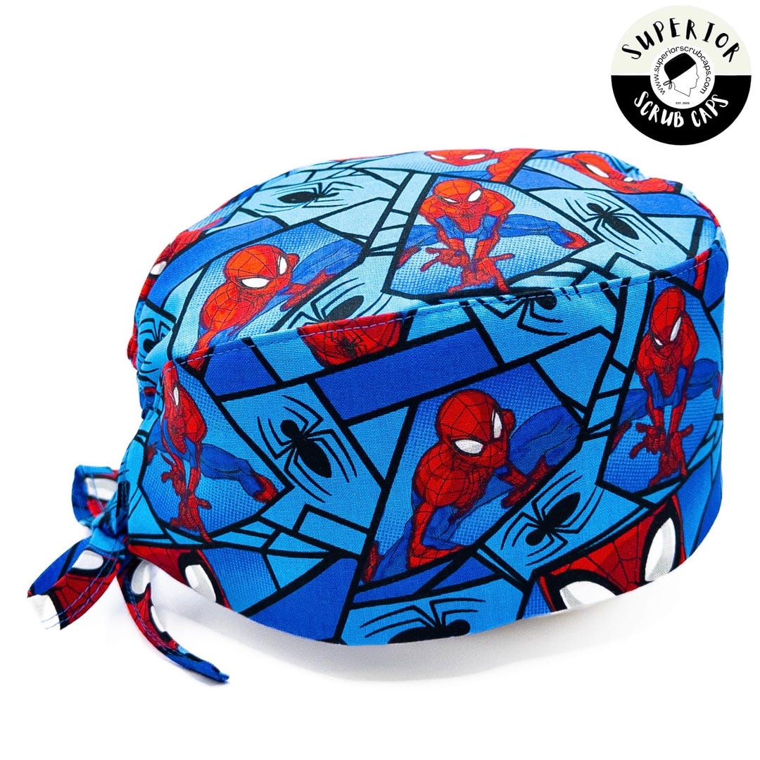 Men / Women Spiderman Inspired Scrub Cap, Marvel Surgical Cap, Fitted ...