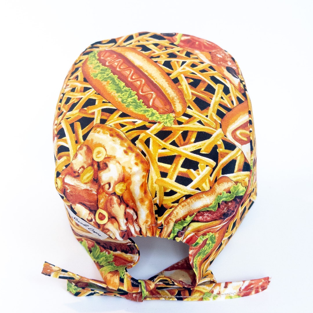 Men / Women Scrub Cap, Funny, Silly HOT DOG, Pizza, FRIES, Surgeon Gift ...