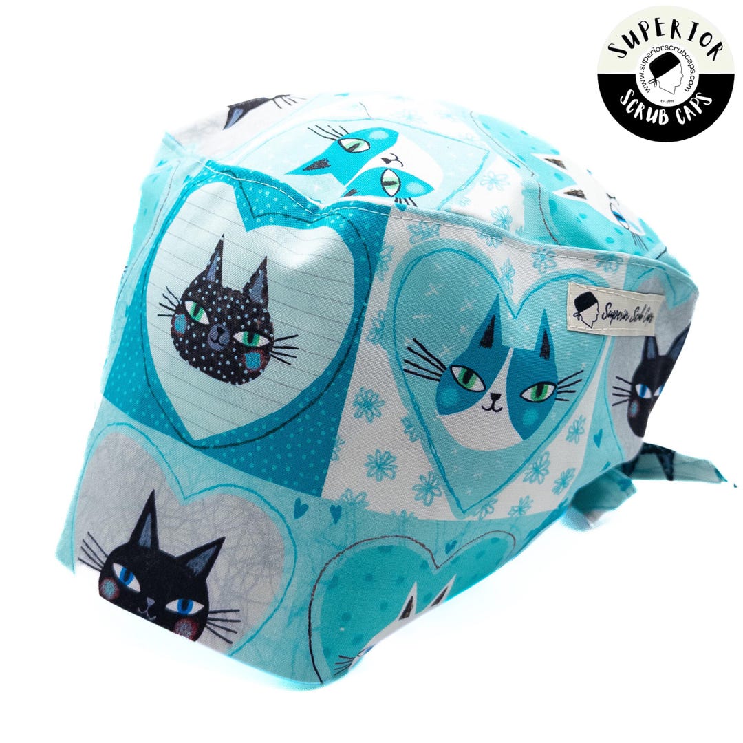 CUTEST KITTENS, Cat Scrub Cap, Men & Women, 3 Styles, Fitted Skullcap ...