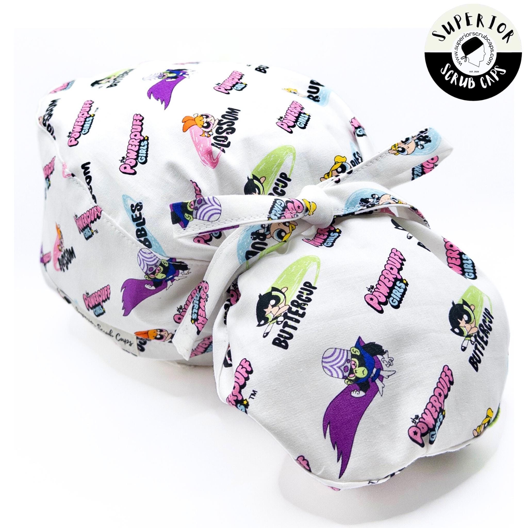 POWERPUFF Girls, Ponytail Scrub Cap, (3 Colour Options) Nurse Gift ...