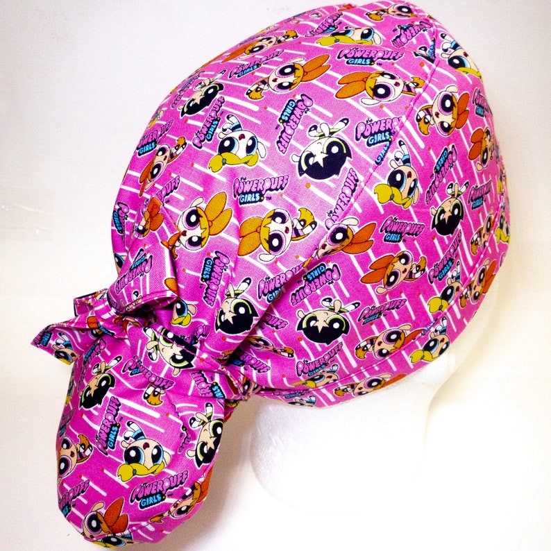 POWERPUFF Girls, Ponytail Scrub Cap, (3 Colour Options) Nurse Gift ...