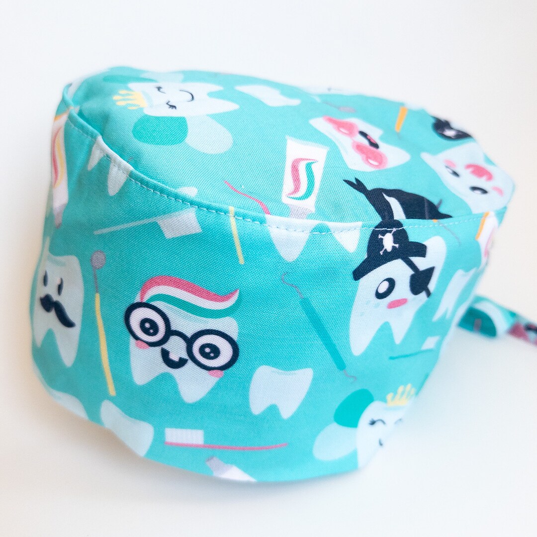 Men / Women Dental Scrub Cap, NINJA TOOTH, Skullcap Tie-back, Oral ...