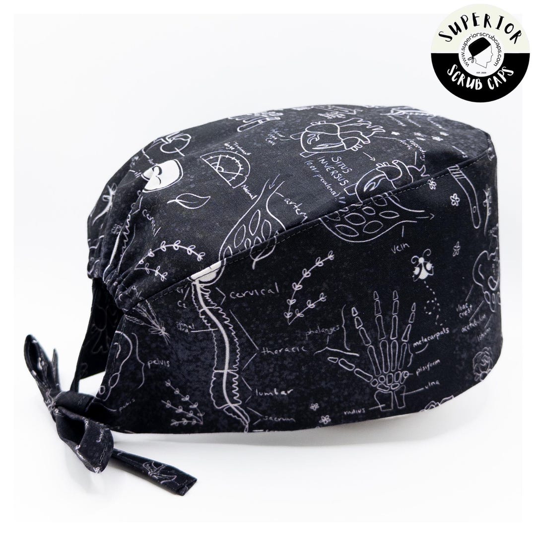 Men / Women ANATOMY NOTES Surgical Cap, Surgeon Surgical Hat, Skullcap ...