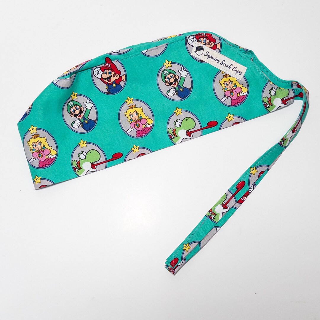 Men / Women Super Mario Scrub Cap , Skullcap Fitted, Tie-back ...