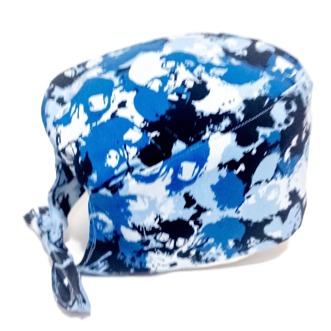 Men / Women Scrub Cap, CAMO SKULLS and BONES, Tie-back Adjustable ...