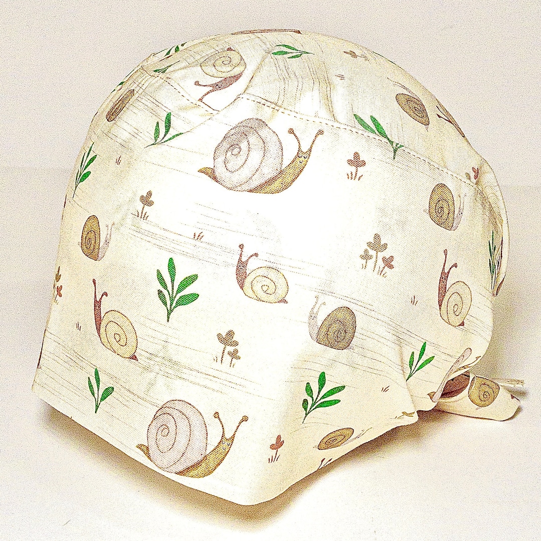 SLOW SNAILS Scrub Cap, Tie-back Adjustable long/short Hair Surgeon ...