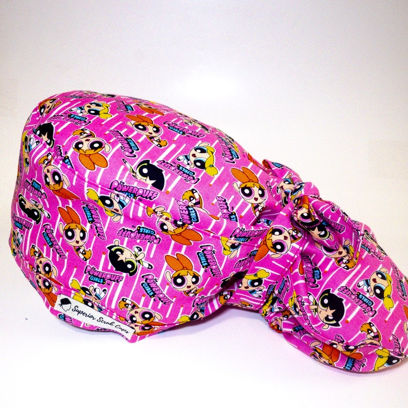 POWERPUFF Girls, Ponytail Scrub Cap, (3 Colour Options) Nurse Gift ...