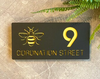 Bee House Number Plaque | Etsy