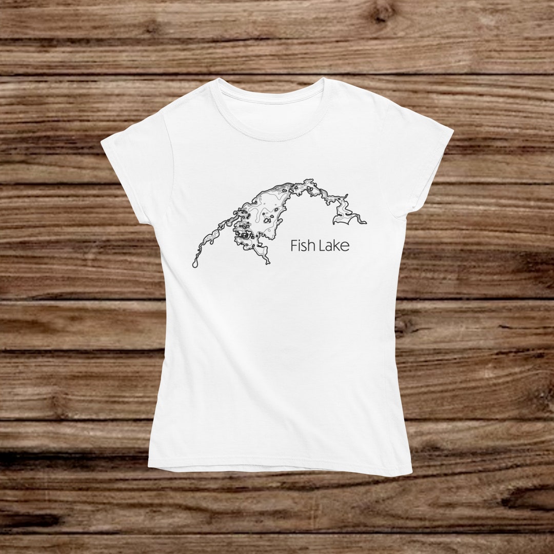 Fish Lake Tee, Lake Depth Map Lake T Shirt, Minnesota Lake Tee, Women's ...