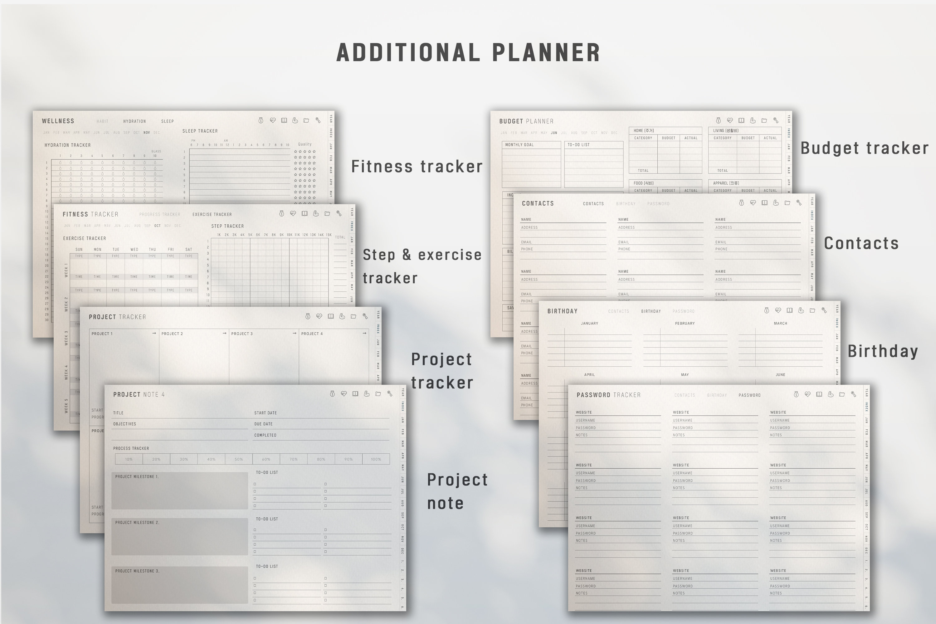 Paper-texture Digital Planner: Undated All-in-one (PDF) - Etsy