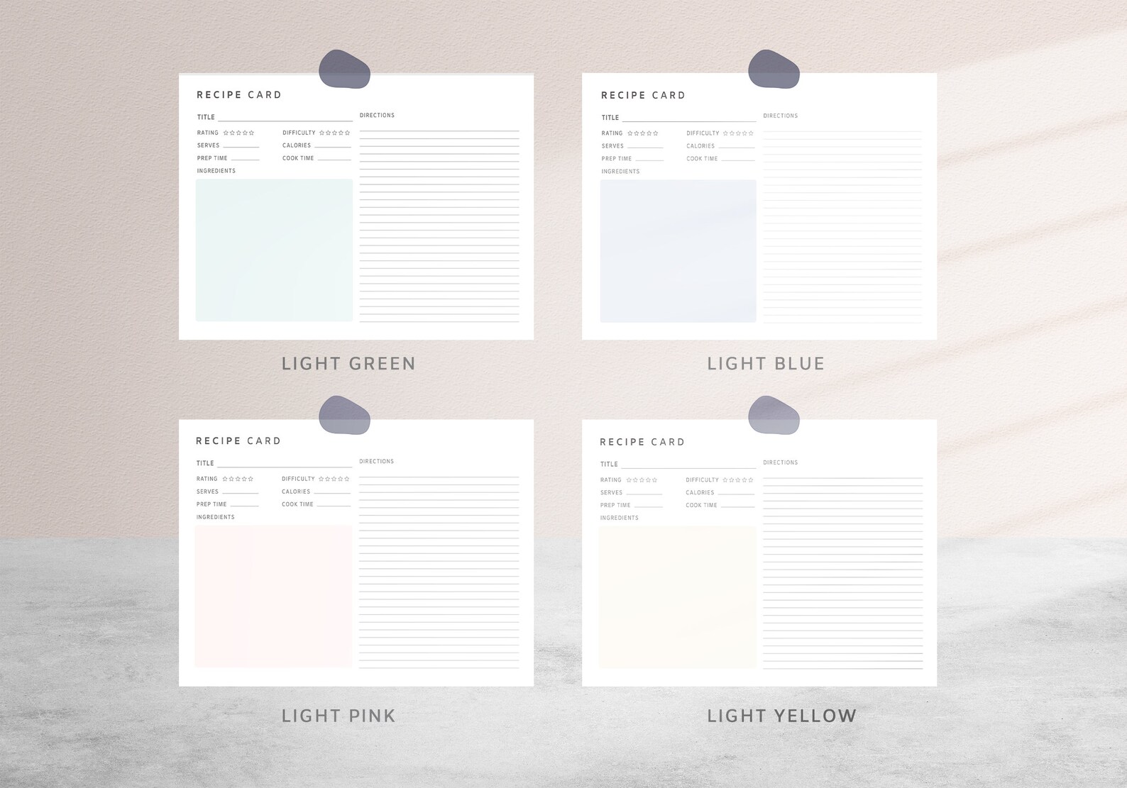 Printable Recipe Note Page Digital Editable Recipe Card, Recipe Notepad ...