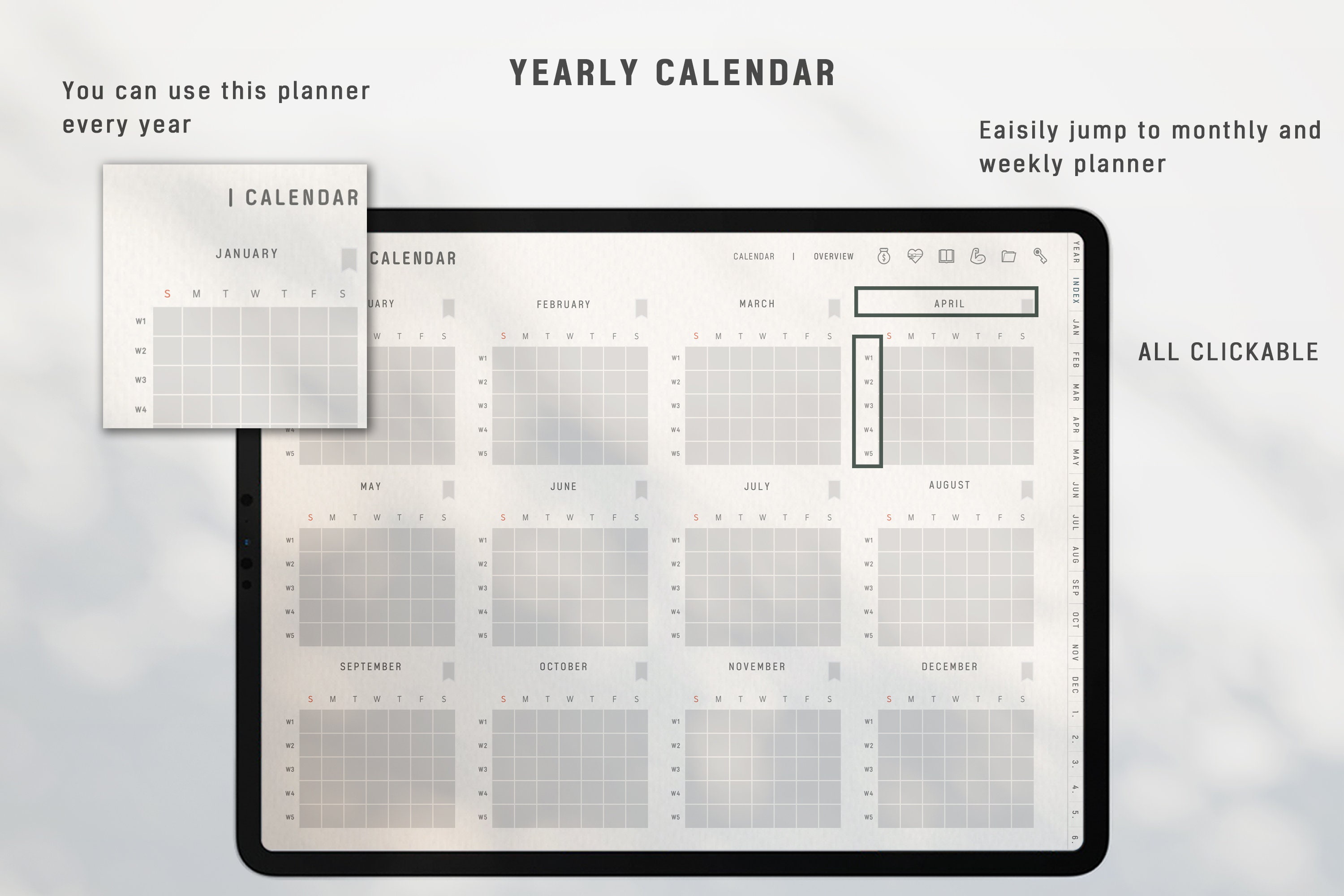 Paper-texture Digital Planner: Undated All-in-one (PDF) - Etsy