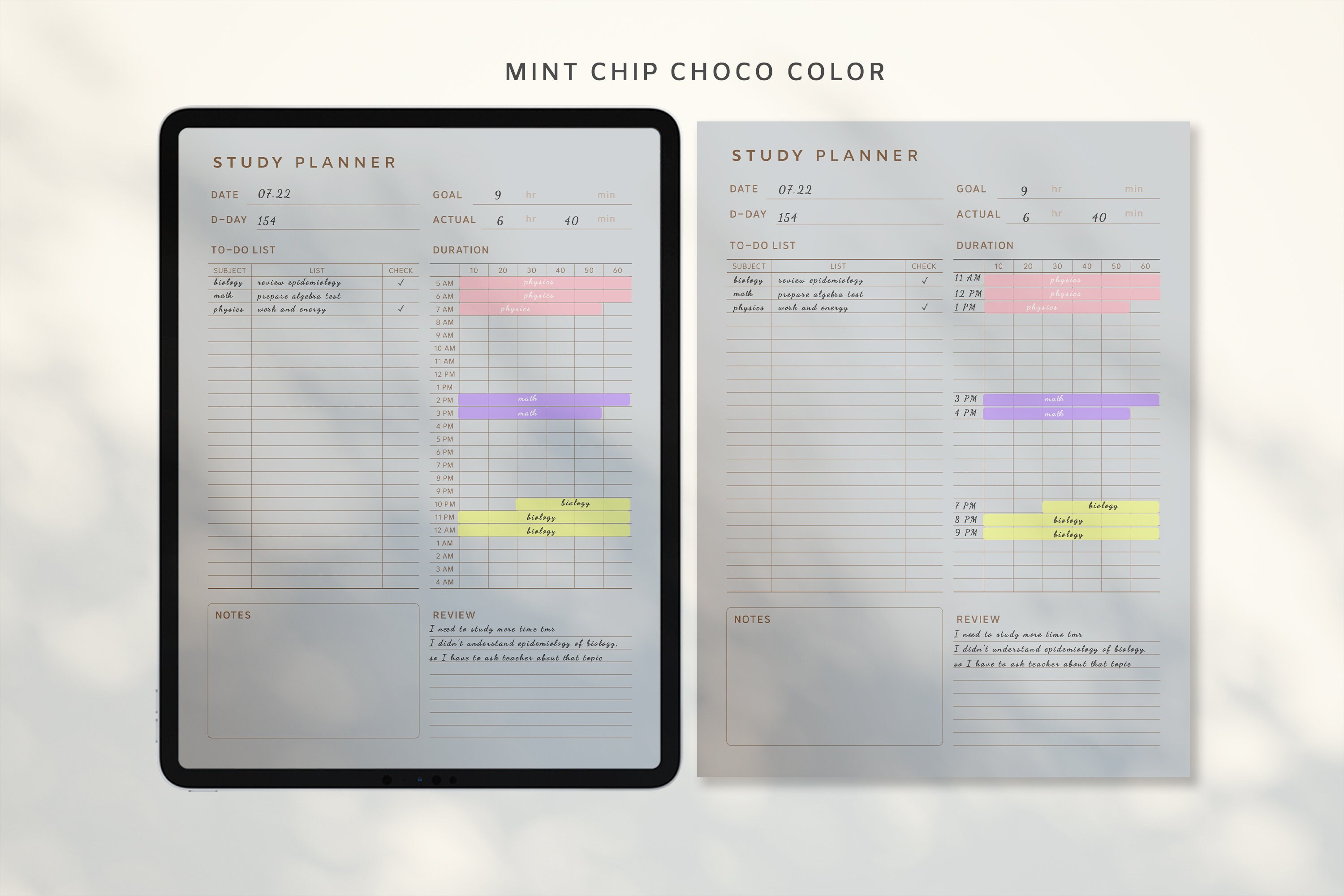 Digital Daily Student Planner | 10 Minute Study Tracker, Goal Organizer ...