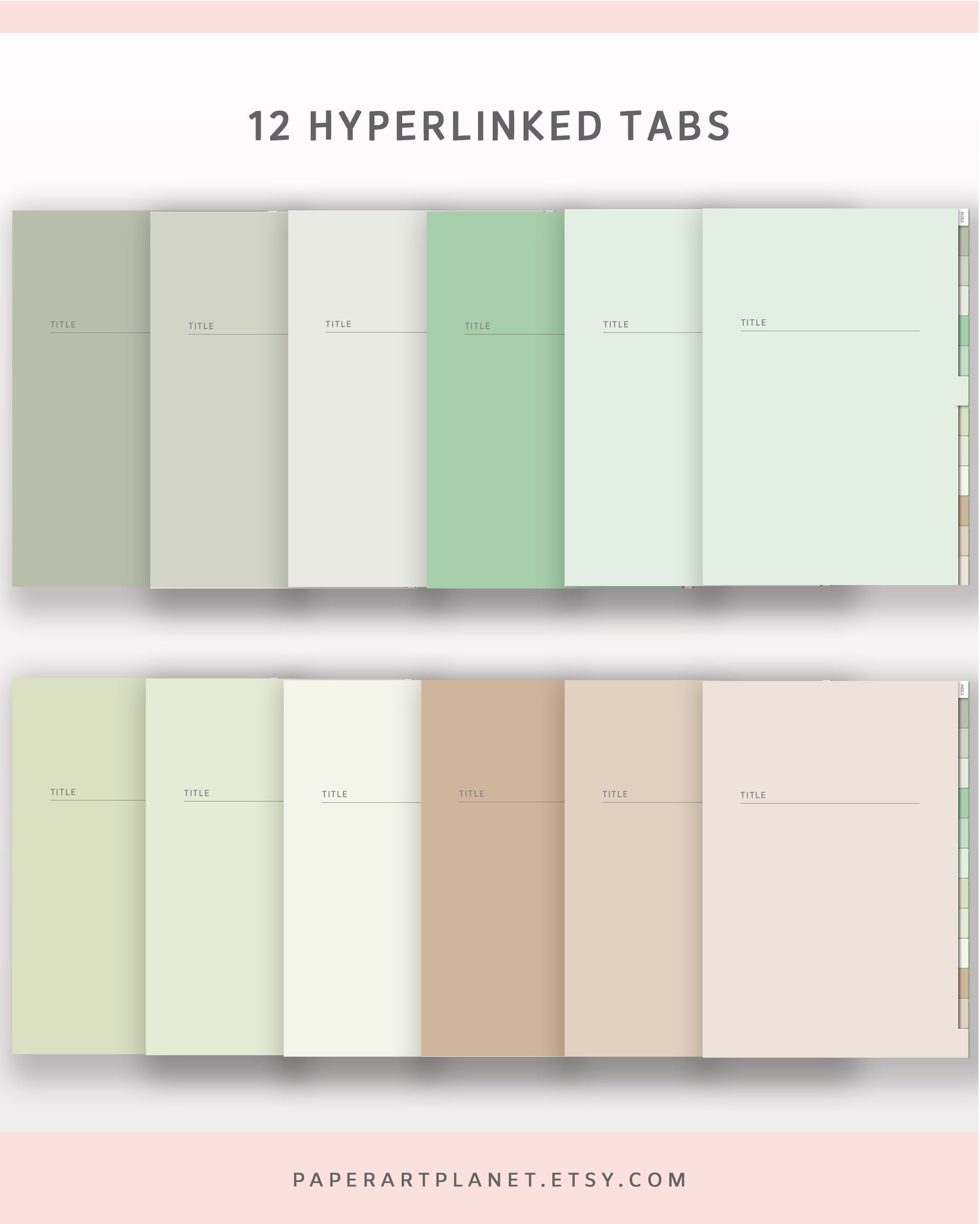 Digital Notebook, 12 Hyperlinked Tabs for Tablets, Goodnotes ...