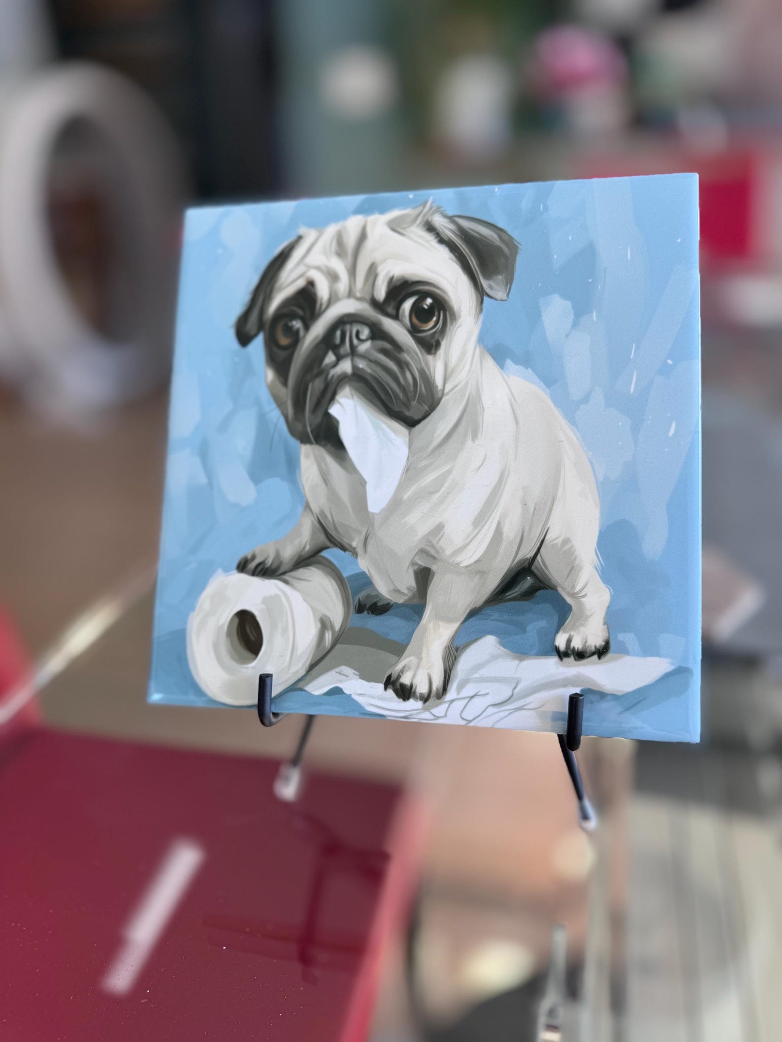 My Pug Ate the Toilet Paper Ceramic Tile With Stand - Etsy