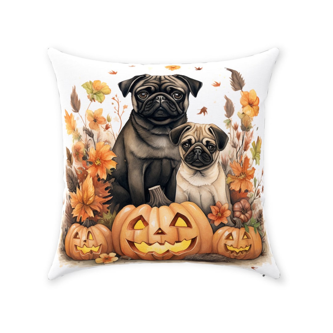 Pugs 'N' Pumpkins Throw Pillow With or With Insert - Etsy