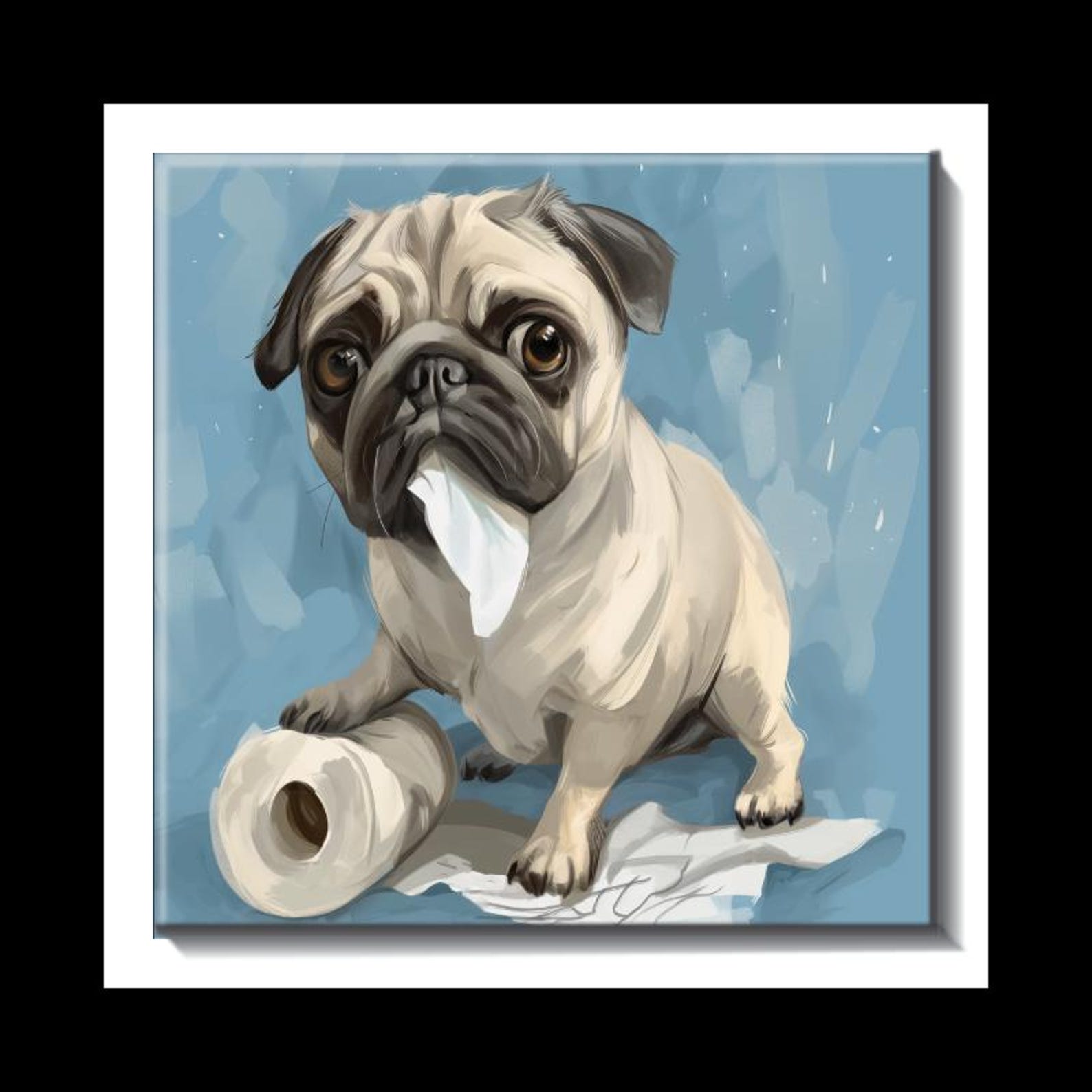 My Pug Ate the Toilet Paper Ceramic Tile With Stand - Etsy