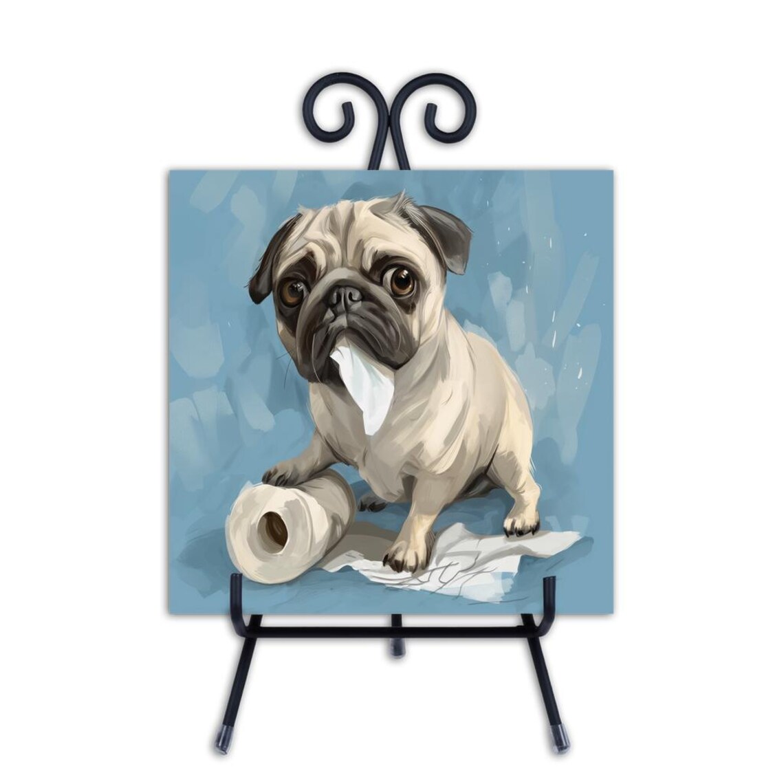 My Pug Ate the Toilet Paper Ceramic Tile With Stand - Etsy
