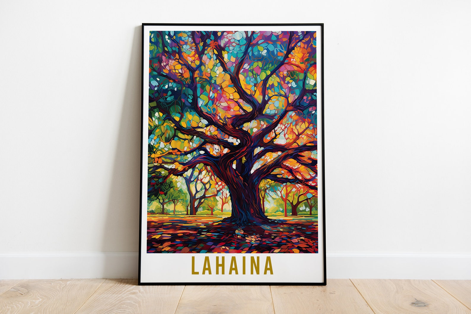 Lahaina Maui Travel Poster Banyan Tree Wall Art Lahaina Art Print Maui ...