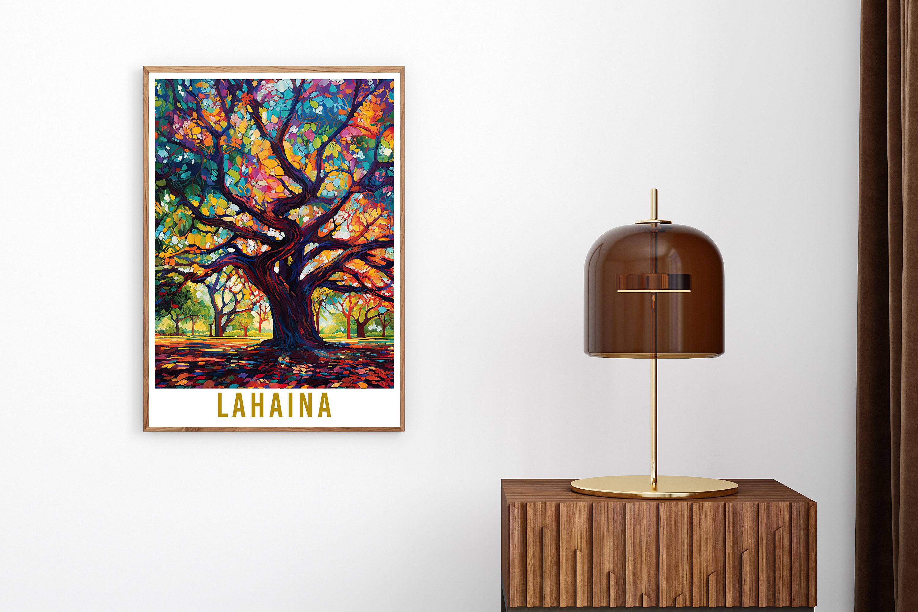 Lahaina Maui Travel Poster Banyan Tree Wall Art Lahaina Art Print Maui ...