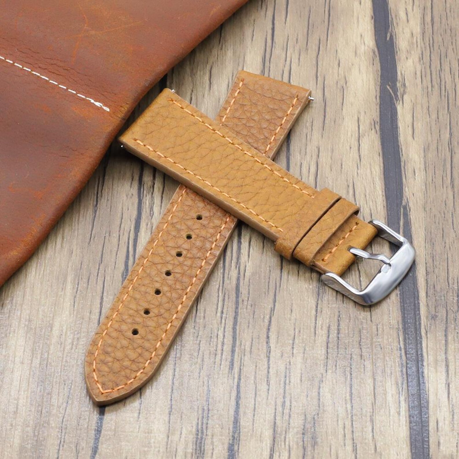 Genuine Leather Watch Strap Vintage Thick Two-piece Band 18mm 20mm 22mm ...