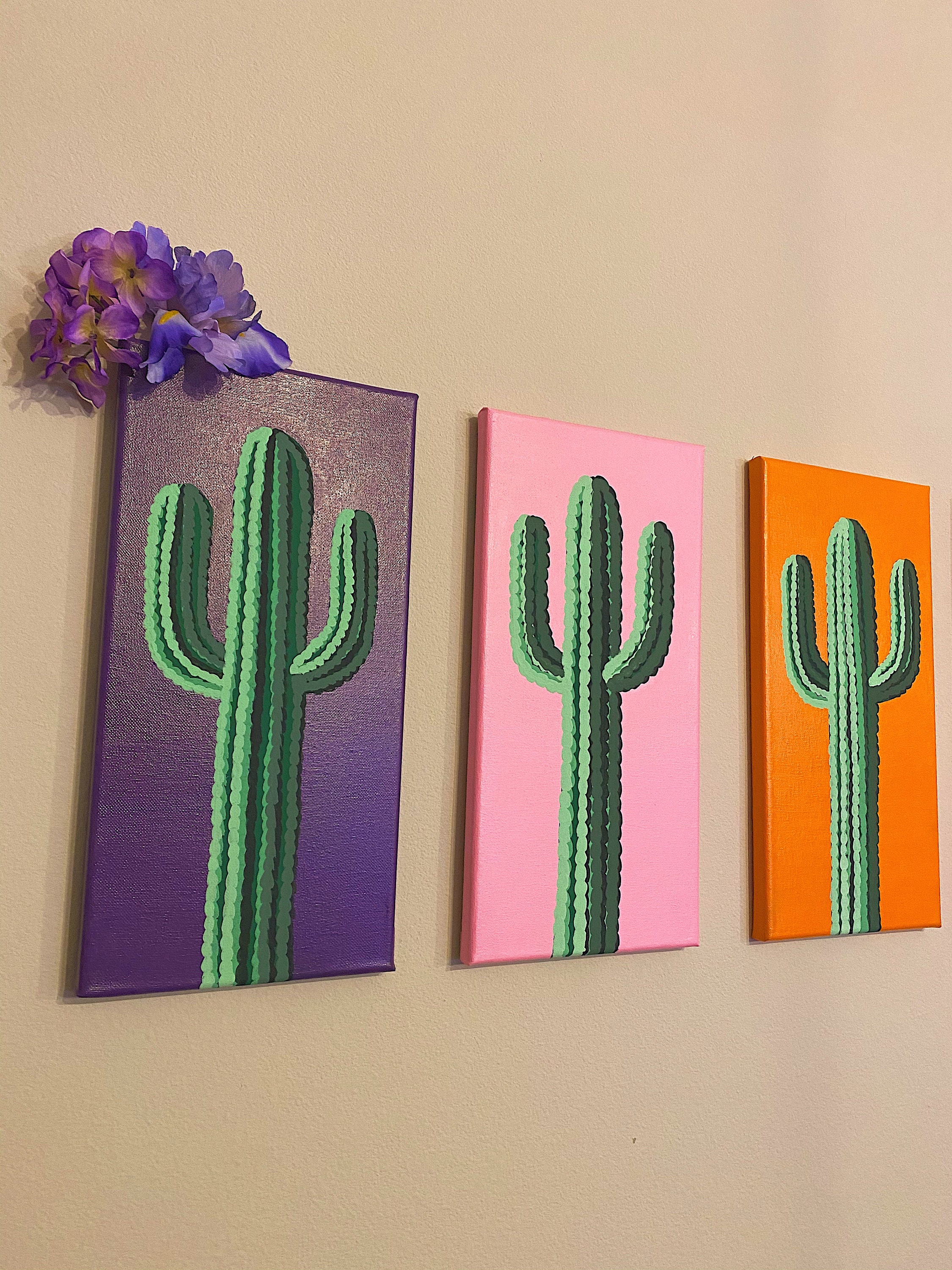 Colorful Cactus Canvas - Etsy
