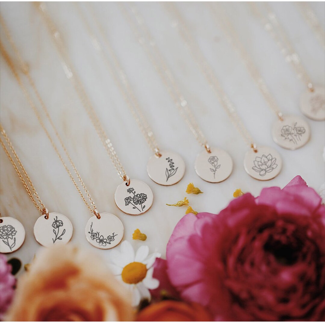 Birth Flower Necklace, Birth Flower Jewelry, Birth Month Flower ...