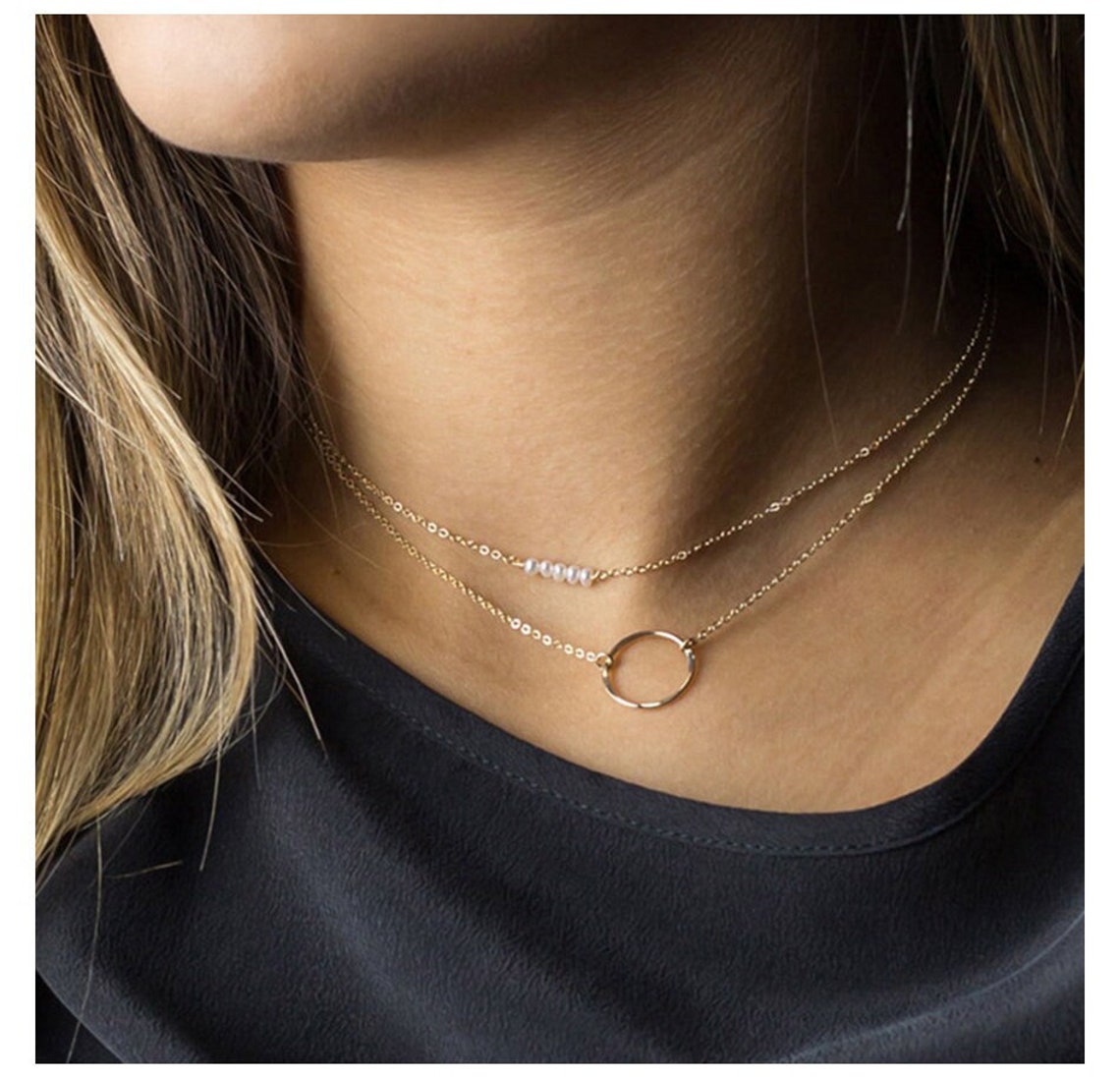 Mom Gift O Ring Choker Discreet Day Collar Layered Necklace - Etsy