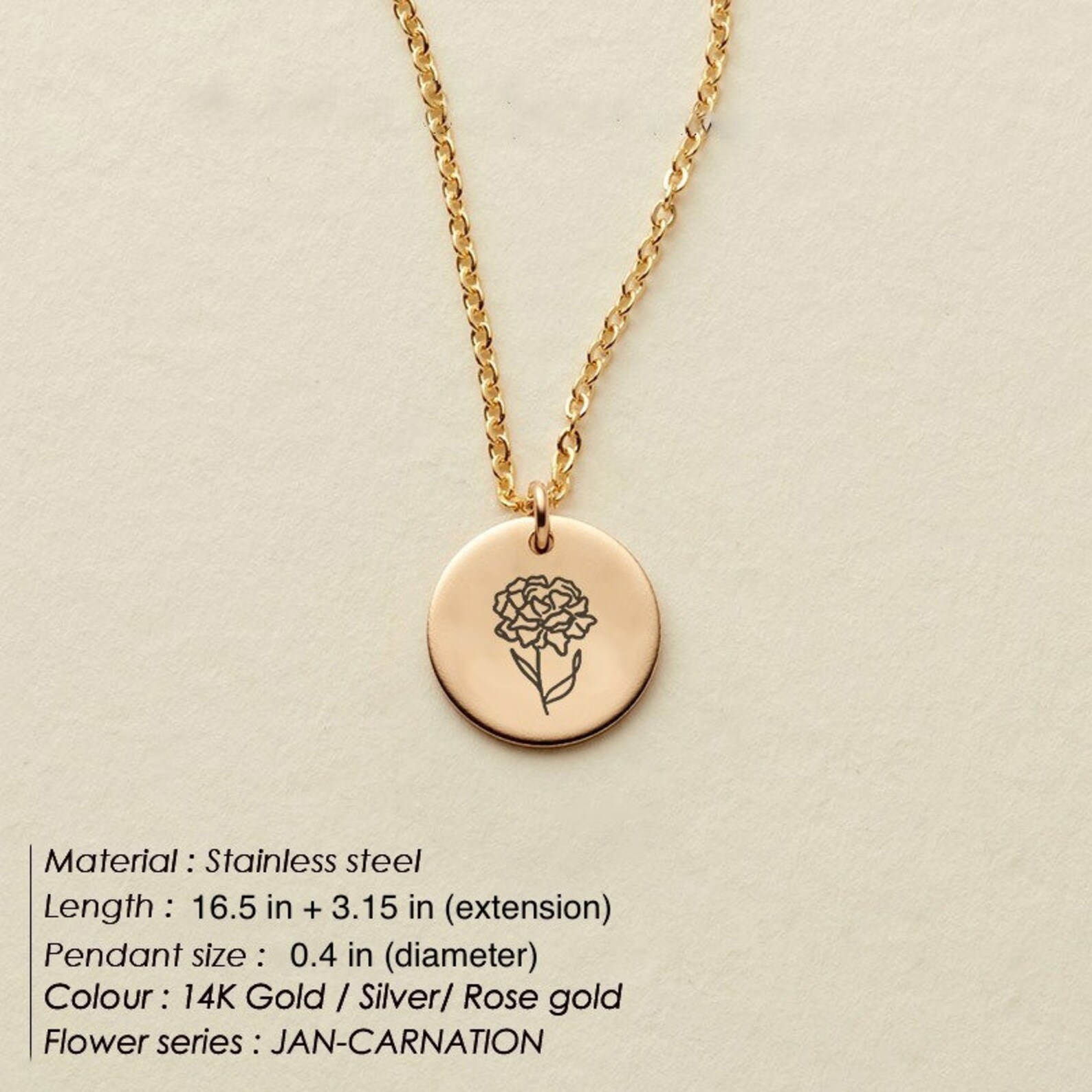 Birth Flower Necklace Birth Flower Jewelry Birth Month - Etsy