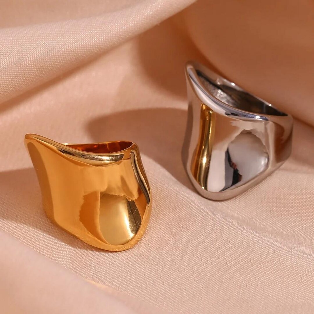 Chunky Rings, Cool Rings, Chunky Gold Ring, Chrome Hearts Ring for Her ...
