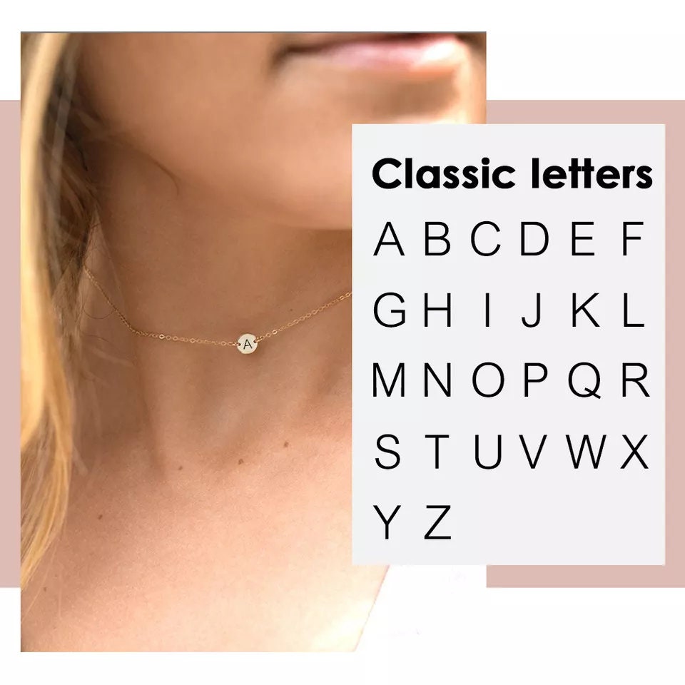 Day Collar Discreet Collar Choker Letter Necklace Initial - Etsy