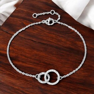 Double Circle Interlocking Bracelet, Delicate Layering Bracelet, Unity ...