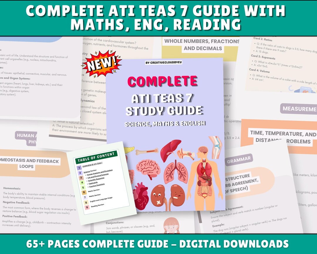 ATI TEAS 7 Study Guide, Nursing Exam Prep, Eng, Maths, Science 2026 ...